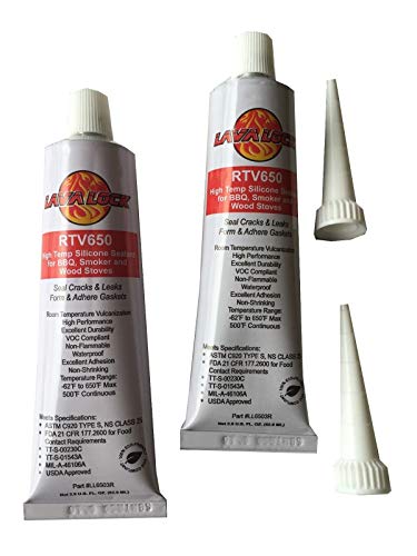 2 Pack LavaLock BBQ Sealer Hi Temp RTV 650 Smoker Grade Adhesive Red Food Safe