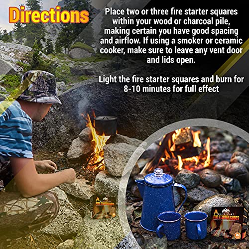 Outrav Fire Starter Cubes, 144ct Charcoal Firestarter Squares for Lighting Fireplace, Wood Stove, Grill, Campfire, BBQ Smoker Pit – Mini Nontoxic Waterproof Fire Starting Bricks for Camping, Survival