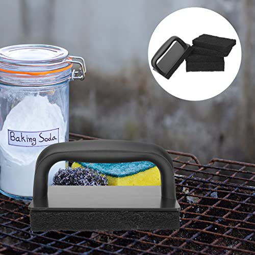 Happyyami Food Scraper Tool 1 Set Barbecue Rack Cleaning Brush BBQ Grate Cleaner Sponge Heavy Duty Griddle Scouring Pad Grill Rack Oil Remover for Home Kitchen Food Scraper
