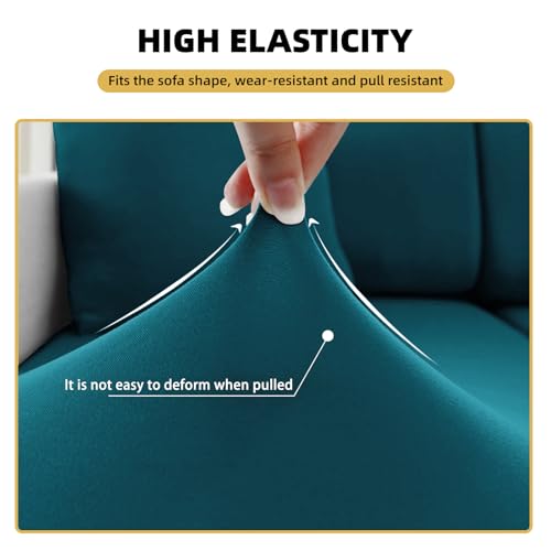 HDCAXKJ 100% Waterproof 8-Piece Recliner Couch Cover for Reclining Couch 3 Seat Super Stretch Soft Recliner Sofa Covers for 3 Cushion Couch Recliner Set Slipcovers Protector (Peacock Blue, 3 Seat)