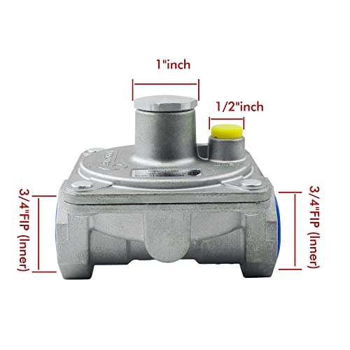 MENSI Natural Gas Pressure Regulator with 3/4" FNPT Thread, 1/2 PSIG Inlet Pressure and 4"-10" WC Outlet For Grill, Stove Range Pipe Lines