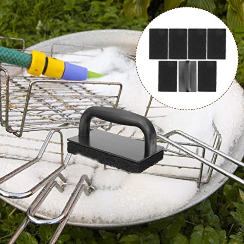 Happyyami Food Scraper Tool 1 Set Barbecue Rack Cleaning Brush BBQ Grate Cleaner Sponge Heavy Duty Griddle Scouring Pad Grill Rack Oil Remover for Home Kitchen Food Scraper