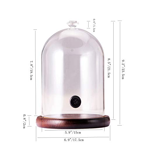 TMKEFFC Smoking Cloche For Food Drinks With Wood Base, Cocktails Smoke Infuser Accessory, Glass Dome for Smoker Gun