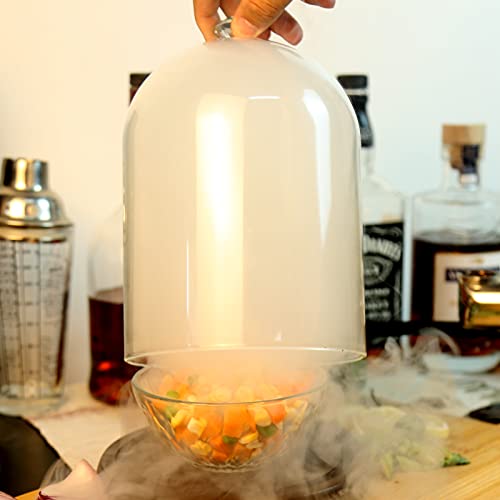 TMKEFFC Smoking Cloche For Food Drinks With Wood Base, Cocktails Smoke Infuser Accessory, Glass Dome for Smoker Gun