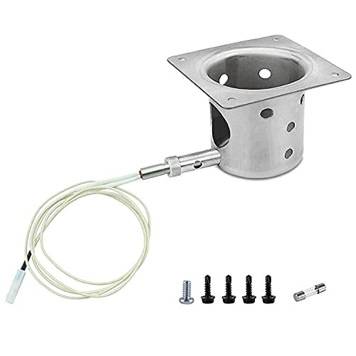 MENSI 120Volt Fire Burn Pot and Hot Rod Igniter Replacement Parts with Fuse Repair for Traeger and Most Pit Boss Pellet Grill Burner Ignitor Burner Kit (Igniter with Burn Pot)