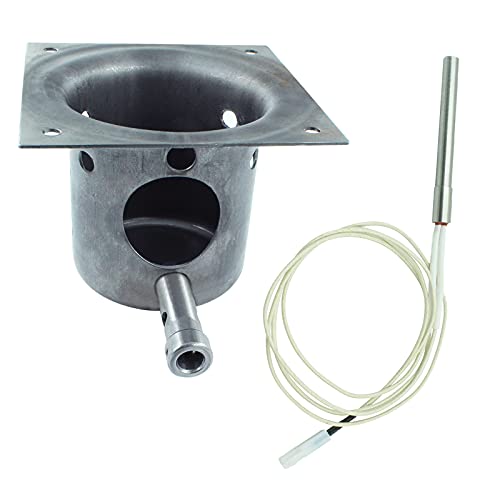 MENSI 120Volt Fire Burn Pot and Hot Rod Igniter Replacement Parts with Fuse Repair for Traeger and Most Pit Boss Pellet Grill Burner Ignitor Burner Kit (Igniter with Burn Pot)