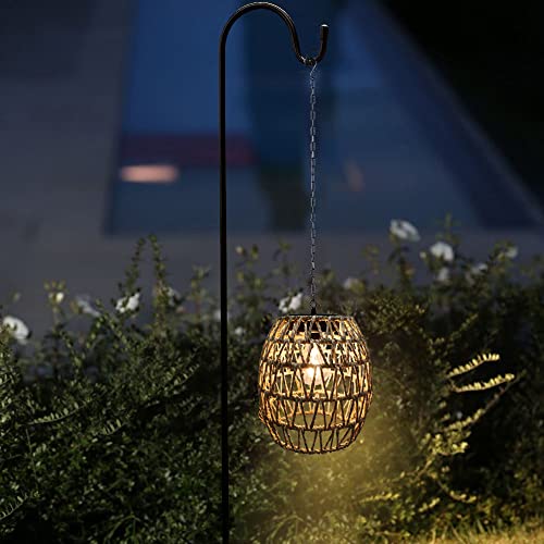 Solar Hanging Light Outdoor Porch Gazebo Patio Waterproof Pendant Chandelier Bamboo Lantern for Outdoor Lighting Decorative Lantern Auto On/Off Warm White Bulb