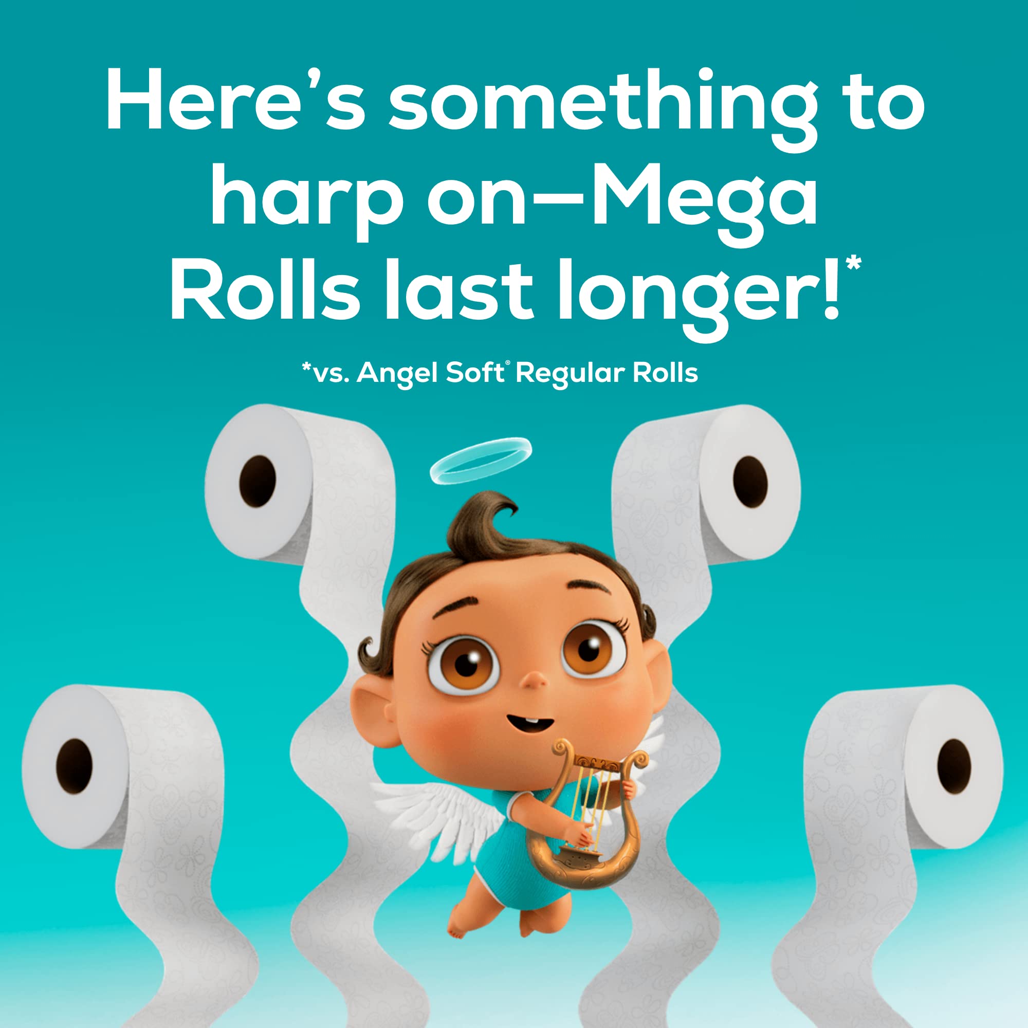 Angel Soft® Toilet Paper, 8 Mega Rolls : 32 Regular Rolls, 2-Ply Bath Tissue, 320 Sheets per Roll, 8 Count, White (Pack of 2)