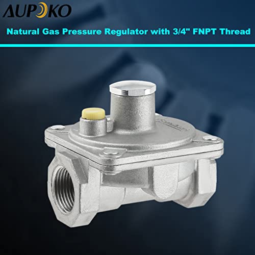 Aupoko 3/4" Natural Gas Pressure Regulator, Interchange Pressure Regulator with 3/4" FNPT Thread Fits Natural Gas and Liquefied Gas, NG 4" WC Out/LPG 10" WC Out