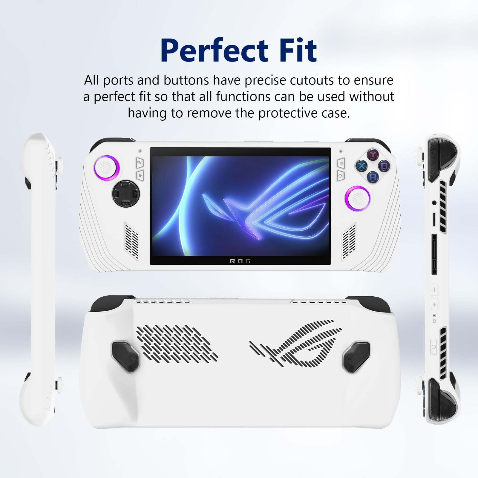 Writiany Protective Silicone Case for 2023 ASUS ROG Ally Game Console Drop-Proof Case for 2023 ASUS Rog Ally Handheld Case (White)