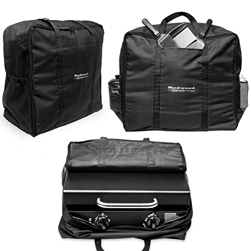 Portable 22" Hooded Griddle Carry Bag for Blackstone 22 Inch Griddle and Similar Table Top Grills, Includes Deluxe Storage Pockets for BBQ Toolkit Accessories, Utensils and Squeeze Bottles