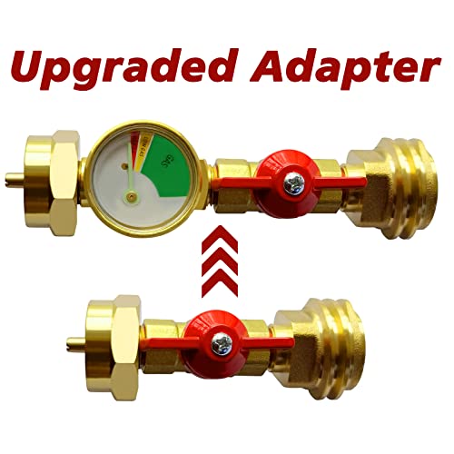 GardenNow 1 lb to 20 lb Propane Tank Adapter with Valve and Gauge, Converter Universal for 1lb Disposable Throwaway Cylinder, Convert CGA600 Acme Male & POL Female Thread to QCC/Type1 Male Connector