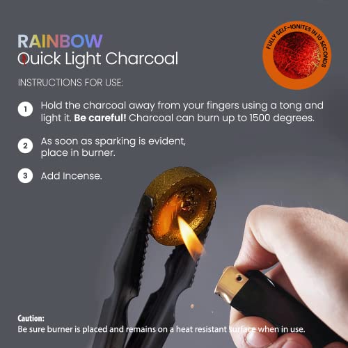 *New* Sunlight Colors - Charcoal Tablets for Incense – Quick Light Charcoal Tablets – Incense Charcoal for Parties – 33 mm Resin Burner Rolls – Pack of 100 Coal Briquettes - No Scent - No Smoke -