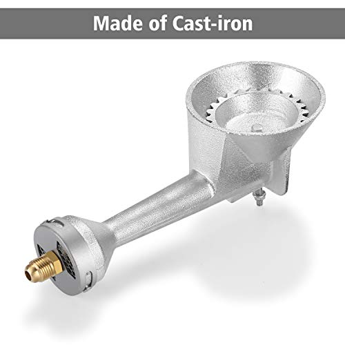WADEO High Pressure Cast-Iron Propane Burner Head, Gas Burner Head with Propane Orifice Connector Brass Tube Fitting 3/8" Flare x 1/8" Mnpt