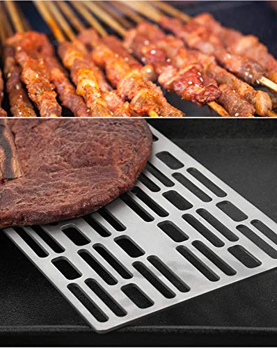 Tentock Titanium Barbecue Grill Plate Ultralight Campfire Grate Grills Portable Baking Cooling Rack Roasting Kitchen Utensils for Backpacking Hiking Cooking with Storage Bag