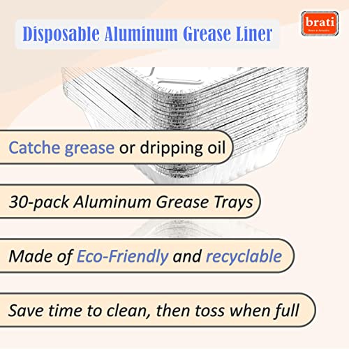 30 Pack Disposable Aluminum Drip Grease Trays Compatible with Napoleon TravelQ Pro Series 285/285X Portable Gas Grill,Replacement Part 62006,Silver