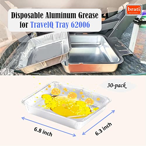 30 Pack Disposable Aluminum Drip Grease Trays Compatible with Napoleon TravelQ Pro Series 285/285X Portable Gas Grill,Replacement Part 62006,Silver