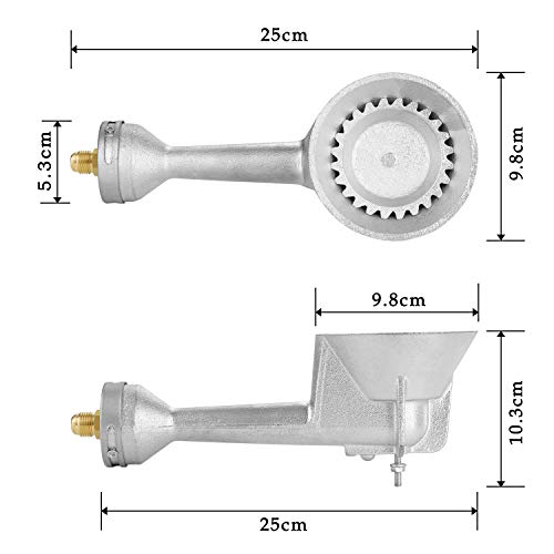 WADEO High Pressure Cast-Iron Propane Burner Head, Gas Burner Head with Propane Orifice Connector Brass Tube Fitting 3/8" Flare x 1/8" Mnpt