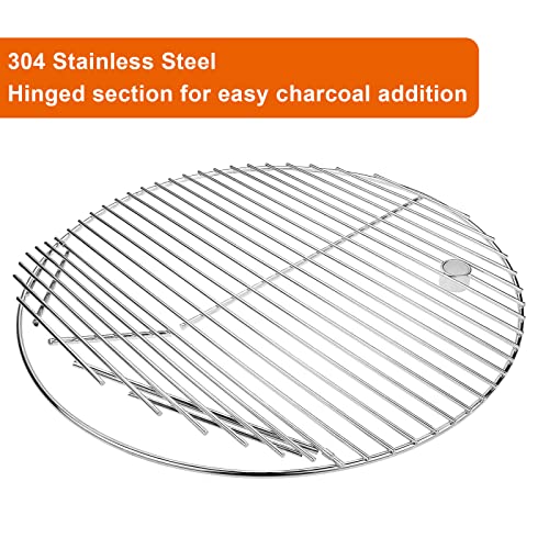 Grisun Round Cooking Grate 19.5 Inch - for Akorn Kamado Ceramic Grill, Pit Boss K24, Louisiana Grills K24, Char-Griller 16620, Solid Rod Round Grill Grate, 304 Stainless Steel