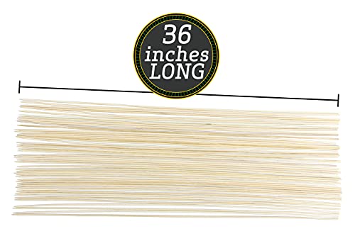 FIREPIT STIX 100 pk | Bamboo Marshmallow ROASTING STICKS | 36" Long 5"mm Thick Extra Long Heavy Duty | Semi-Dulled Point | Wooden BBQ S'Mores Hot Dog Skewer | Great for Parties (100 pack)