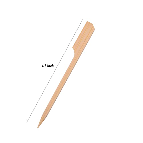 100PCS 4.7inch Bamboo wood wooden Paddle Picks Skewers for Appetizers,toothpicks for kitchen, Fruit Kabobs,Sandwich,Barbeque Snacks,Veggies and Mozzarella cheese balls