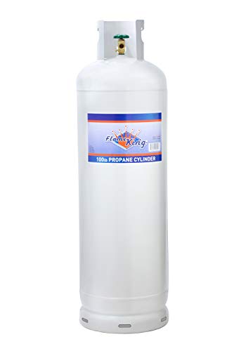 Flame King YSN100b 100-Pound Steel Propane Tank Cylinder with POL Valve and Collar, White