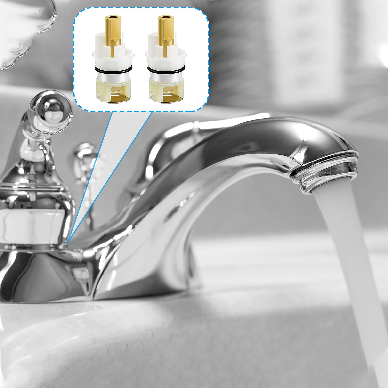 Honoson 16 Pieces Rp25513 Faucet Stem Replacement Faucet Repair Kit with Rp4993 Seat and Spring, 8 Cartridge for Bathroom Kitchen Lavatory