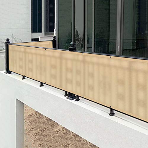 WUZMING Balcony Privacy Protective Screens Fence Wind Network HDPE UV Protection with Rope and Tie for Garden Outdoor Balcony Covering (Color : Beige, Size : 95x220cm)