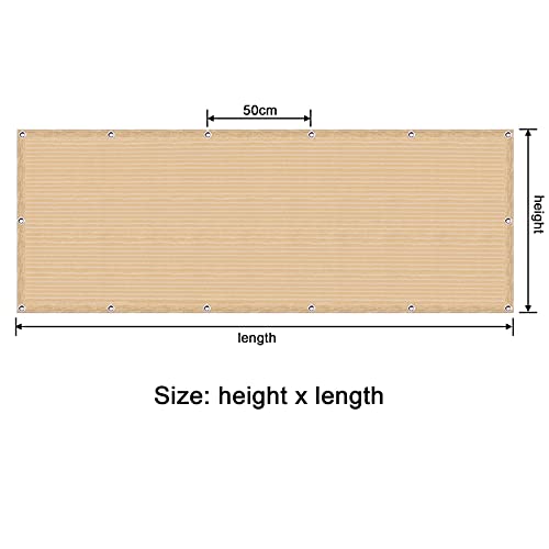 WUZMING Balcony Privacy Protective Screens Fence Wind Network HDPE UV Protection with Rope and Tie for Garden Outdoor Balcony Covering (Color : Beige, Size : 95x220cm)