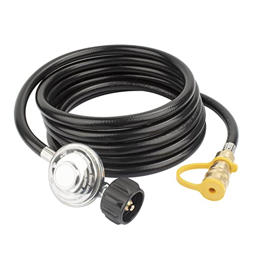 Ximoon F271803 Buddy Heater Adapter Hose Replacement for Mr. Heater F271803 12ft Big Buddy Hose with Regulator, 3/8 inch Female Quick Connect x QCC1 Propane Tank Connection