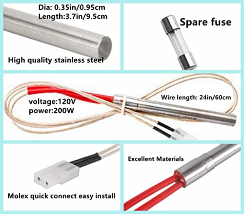 ZHOUWHJJ Fire Pot Burn Pot and Hot Rod Ignitor Kit Replacement Parts Plus Screws and Fuse for Traeger and Pit boss Pellet Grill