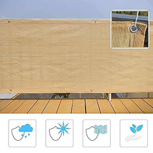 WUZMING Balcony Privacy Protective Screens Fence Wind Network HDPE UV Protection with Rope and Tie for Garden Outdoor Balcony Covering (Color : Beige, Size : 95x220cm)