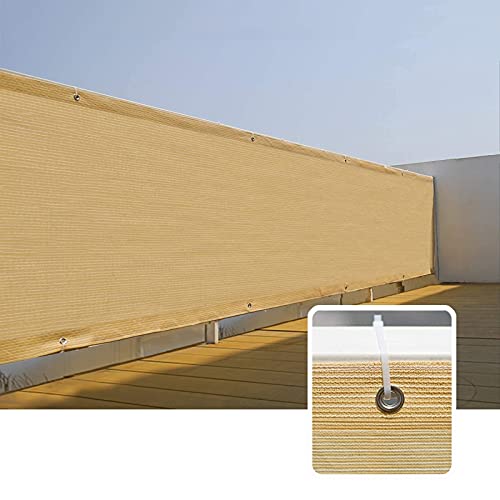 WUZMING Balcony Privacy Protective Screens Fence Wind Network HDPE UV Protection with Rope and Tie for Garden Outdoor Balcony Covering (Color : Beige, Size : 95x220cm)