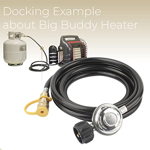 Ximoon F271803 Buddy Heater Adapter Hose Replacement for Mr. Heater F271803 12ft Big Buddy Hose with Regulator, 3/8 inch Female Quick Connect x QCC1 Propane Tank Connection
