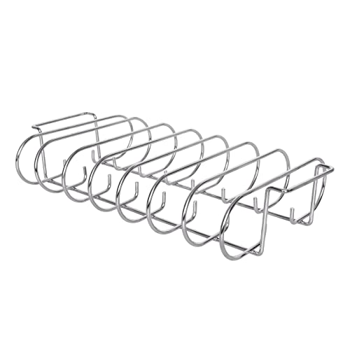 QQPOLE BBQ Rib Racks Stainless Steel BBQ Rib Rack for Smoking, Holds 7 Ribs for Kamdo Joe & Big Green Egg Grilling Roasting Stand,BBQ Rib Holder Accessories