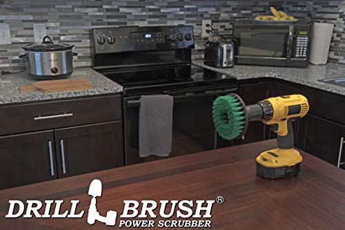 Kitchen Accessories - Cleaning Supplies - Drill Brush - Mold Remover - Grout Cleaner - Cast Iron Skillet - Spin Brush - for Tile, Counter-Tops, Stove, Oven, Sink, Trash Can, Floors - Calcium - Rust