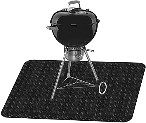 Fasmov Under The Grill Mat, 36 x 48 inches PVC Grill Mat Grill and Garage Protective Mat, Protects Decks and Patios from Grease Splashes, PVC Flame Retardant Material, Black