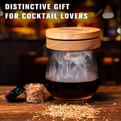 Foneta Cocktail Smoker for Whiskey Bourbon Old Fashioned , Drink Smoker Infuser Kit with 4 Flavors Wood Chips Ideal Gift for Whiskey Lover (Wood)