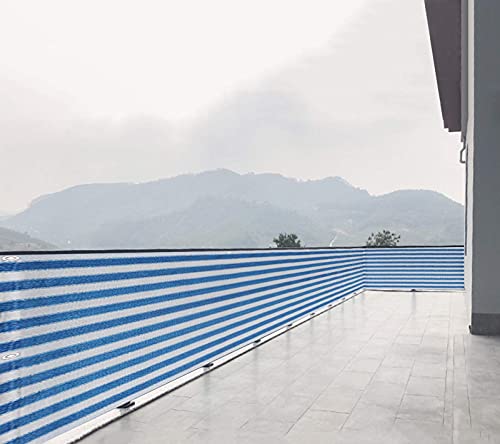 ALBN Balcony Privacy Screen Cover, Fits Apartment Railings, Patio Decking, HDPE Breathable UV Protection with Cable Ties, Height 75cm/90cm (Color : Blue-White, Size : 75x400cm)