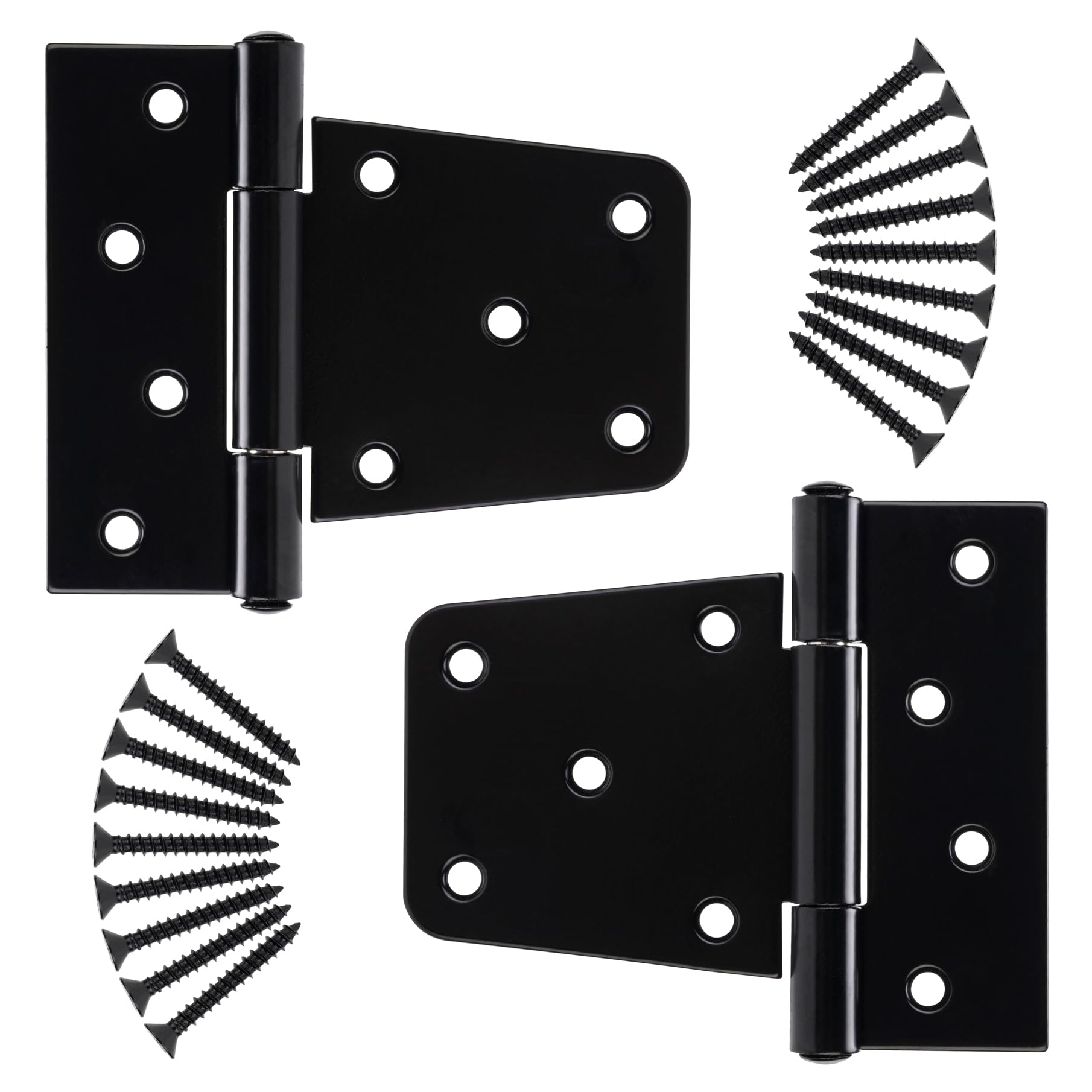 HILLMASTER 3.5 Inch Heavy Duty Gate Hinges Fence Door Hinges Durable Black Gate Strap Hinge for Indoor Outdoor, Gate Hardware Kit for Shed,Wooden Fences,Vinyl Fence Gate,Barn Door,Garage,2 Pack