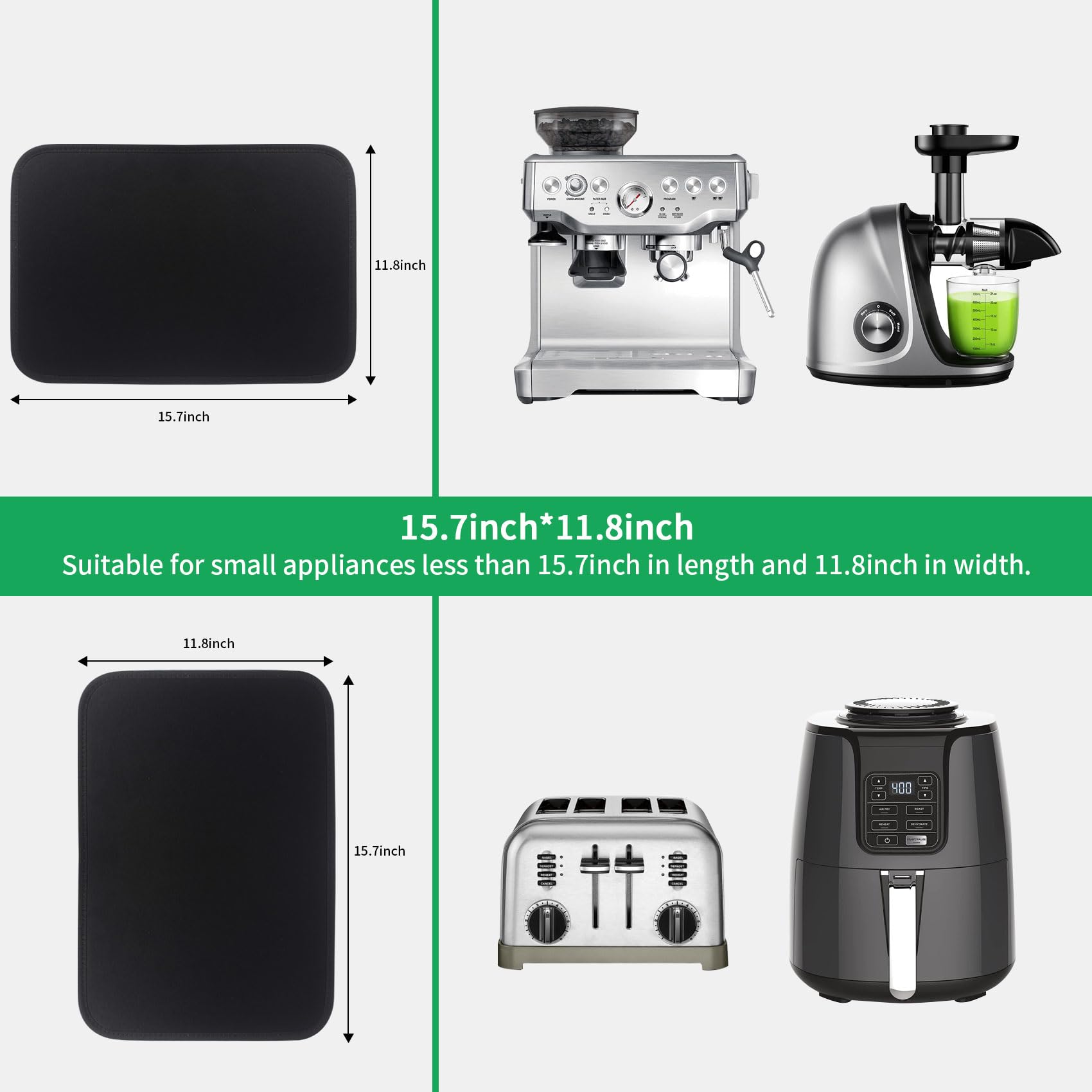 Appliance Sliding Mat for Kitchen Small Appliances, Coffee Maker Mat Mover for Countertops, Suitable for Kitchenaid Espresso, Air Fryer, Etc (Black)