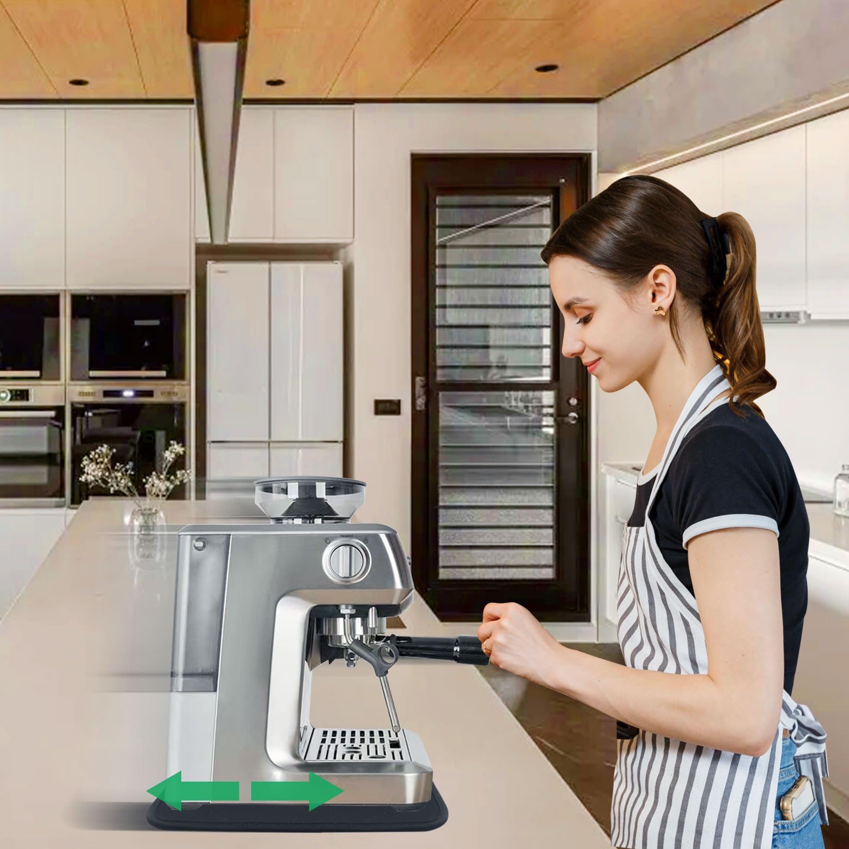 Appliance Sliding Mat for Kitchen Small Appliances, Coffee Maker Mat Mover for Countertops, Suitable for Kitchenaid Espresso, Air Fryer, Etc (Black)