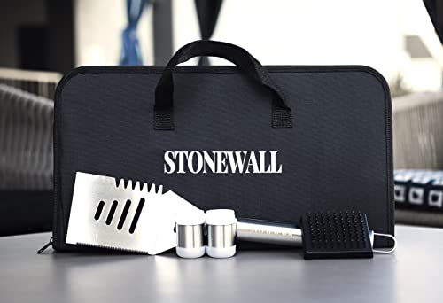 Stonewall Barbecue Grill Tool Set - Stainless Steel - Strong Durable Design - Heat Resistant Glove & Utensils - Thermometer, Meat Injector, Kebabs, & Corn Skewers - Perfect for Smokers & Grills