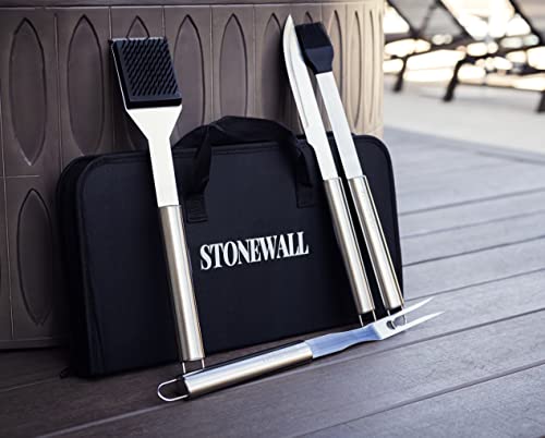 Stonewall Barbecue Grill Tool Set - Stainless Steel - Strong Durable Design - Heat Resistant Glove & Utensils - Thermometer, Meat Injector, Kebabs, & Corn Skewers - Perfect for Smokers & Grills