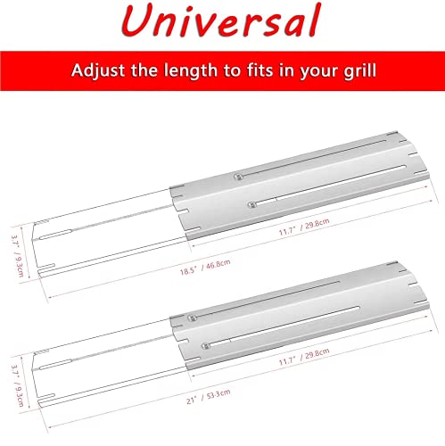 Hisencn Adjustable Stainless Steel Grill Heat Plate Shield, Heat Tent, Flavorizer Bar, Burner Cover, Flame Tamer, Heat Deflectorfor Brinkmann Gas Grill, Extends from 11.75" up to 21"