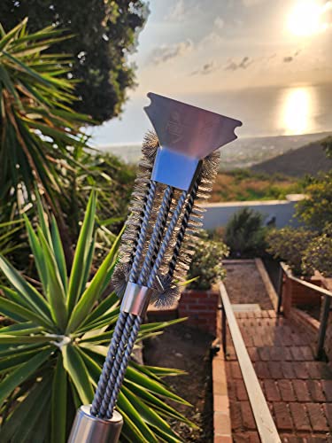 Commercial Quality Stainless Steel Grill Cleaning Brush and Scraper Tool Combo Brought to You by Misko Mountain Flavor Company