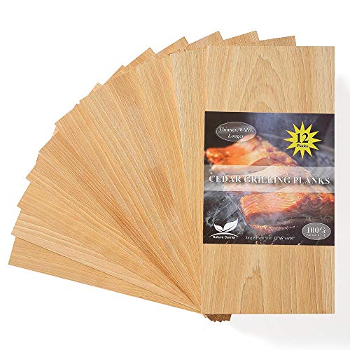 12 Pack Cedar Grilling Planks with Thicker (4/10β) & Larger (12βx 6β) Size. Add Extra Flavor and Smoke to Salmon - BBQ China Incense Cedar Planks for Grilling Salmon, Fish, Steak and Veggies.