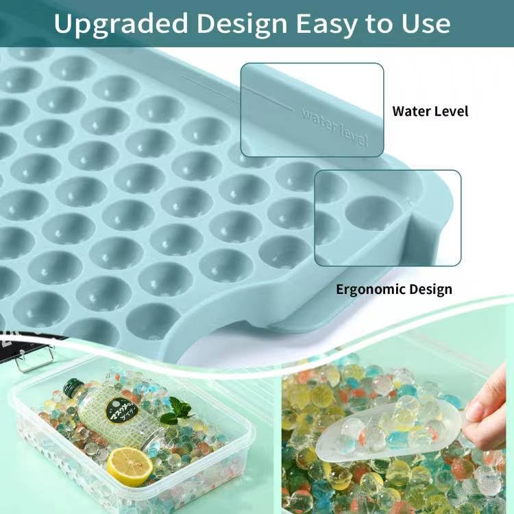 ARTLEO Mini Ice Cube Tray, Round Ice Ball Maker Mold for Freezer with Bin & Scoop, Upgraded Small 123x2 PCS Tiny Ice Cube Tray Easily Release for Chilling Drinks, Coffee, Cocktail, Juice, BPA Free