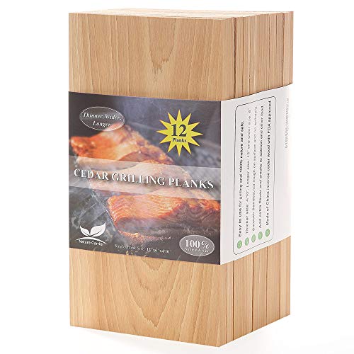 12 Pack Cedar Grilling Planks with Thicker (4/10β) & Larger (12βx 6β) Size. Add Extra Flavor and Smoke to Salmon - BBQ China Incense Cedar Planks for Grilling Salmon, Fish, Steak and Veggies.