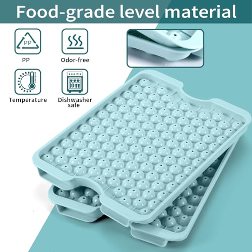 ARTLEO Mini Ice Cube Tray, Round Ice Ball Maker Mold for Freezer with Bin & Scoop, Upgraded Small 123x2 PCS Tiny Ice Cube Tray Easily Release for Chilling Drinks, Coffee, Cocktail, Juice, BPA Free